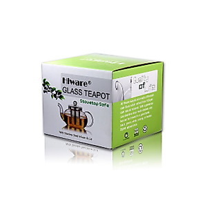 Hiware Glass Teapot with Stainless Steel Infuser & Lid, Borosilicate Glass Tea Pot Stovetop Safe, Blooming & Loose Leaf Teapots, 27 Oz