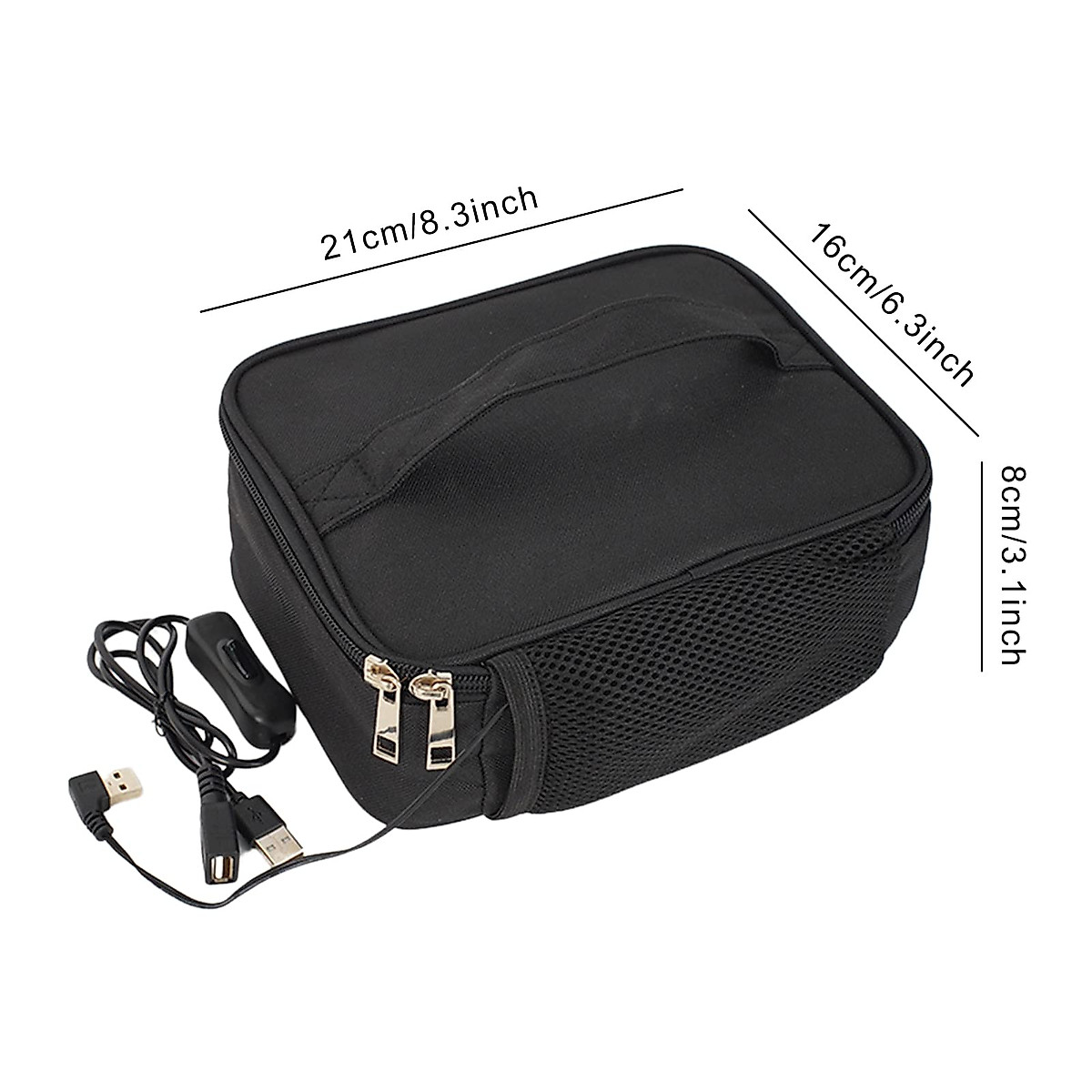 Gecorid Portable Food Warmer, USB Heater Lunch Bag, Personal Oven, Personal Heated Lunch Box, Lunch Warming Tote for Cooking, Reheating Meals, Travel, Potlucks, Hotel, Home Kitchen