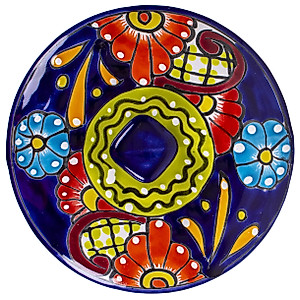 FESTMEX Genuine Mexican Talavera Hand Painted Tortillero Ceramic Tortilla warmer bowl with lid Handmade in Mexico by Artisans (Floral)