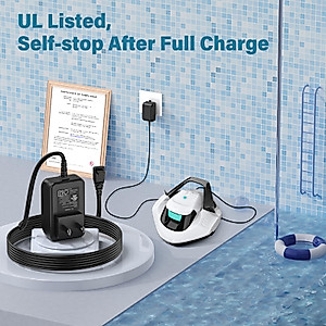 HIENADTOR 12.6V Charger for Aiper Seagull 600 SE 800 800B 1000 1500 P1111 HJ1103J AI-P1111-AMUS-A for AIPURY 1000 Power Cord Adapter for Aiper Smart Cordless Robotic Pool Cleaner Charging Plug Cable
