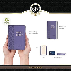 KJV Holy Bible, Mini Pocket Size, Faux Leather Red Letter Edition - Ribbon Marker, King James Version, Purple