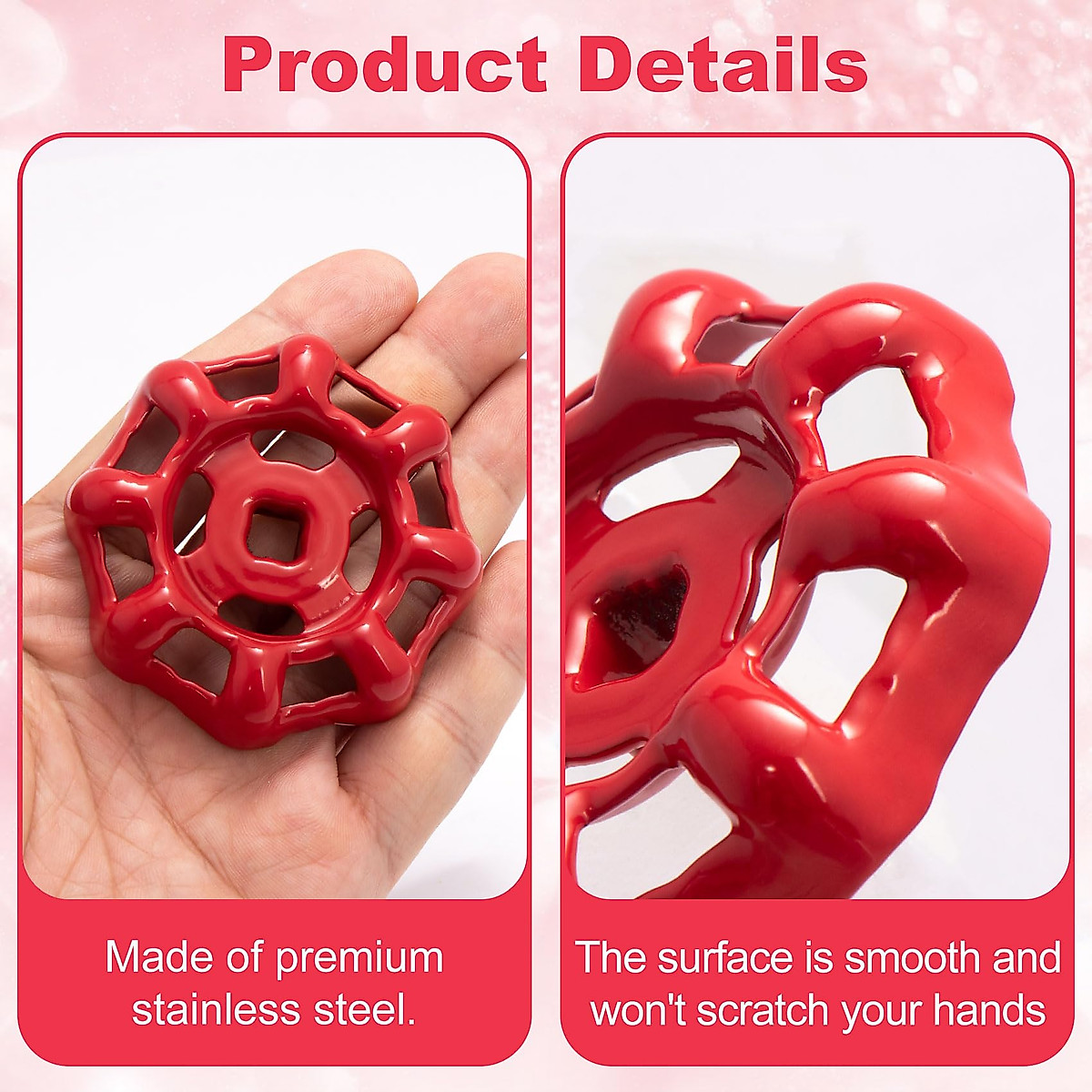 Pndeyo 2pcs Outdoor Faucet Handle Hose Bib Handle, Water Spigot Handle Round Wheel Outside Water Valve Faucet Handle Replacement Parts-Red