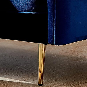 Imseigo 71” Velvet Loveseat Sofa, 3-Seater Sofa for Small Space, Mid Century Modern Futon Couch with Golden Metal Legs and Side Pocket, Small Couches for Living Room, Bedroom, Apartment (Blue)