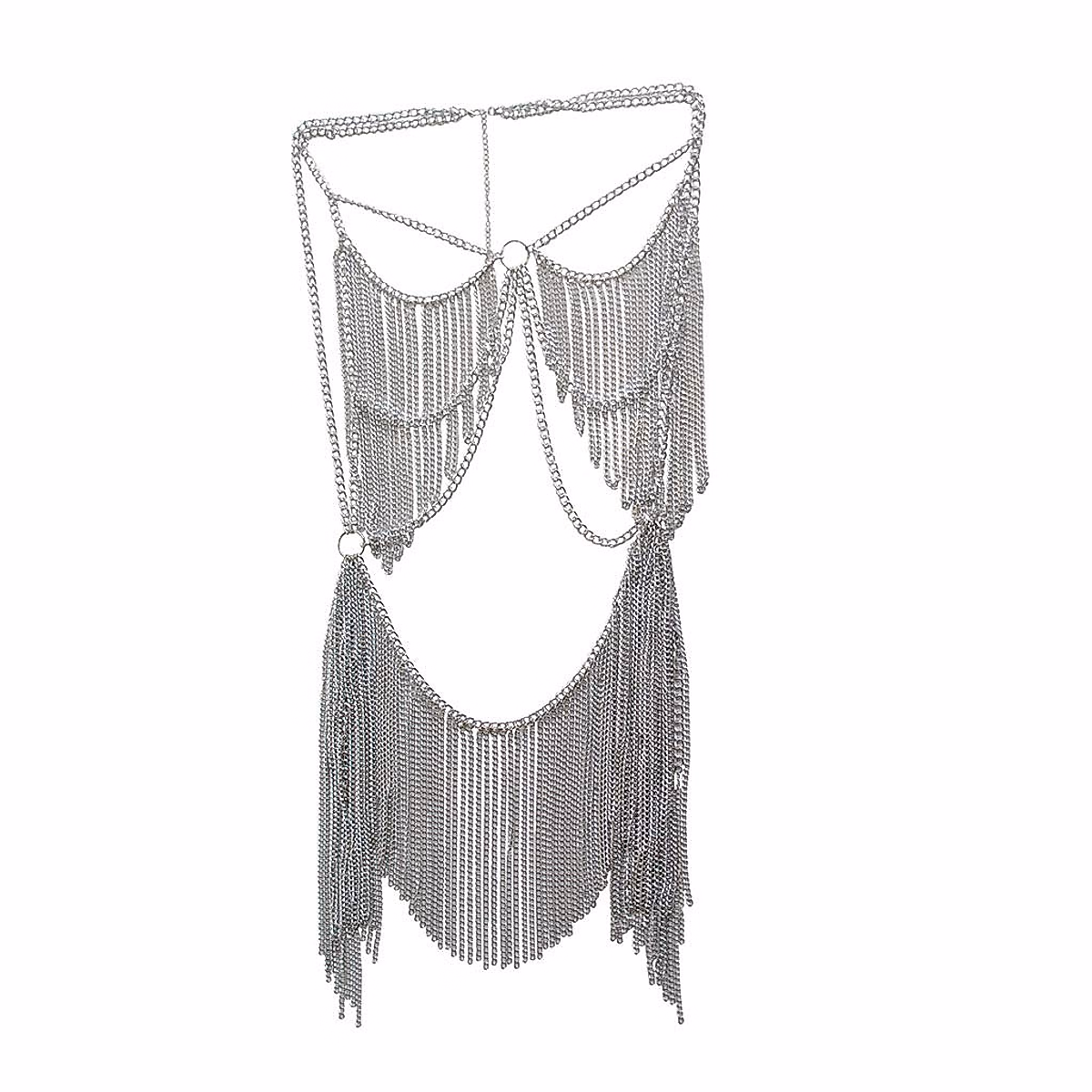 Connie Cloris Women's Sexy Suit Body Chain (Silvery Color-Personality Hanging Needle Connected Body Chain-8)