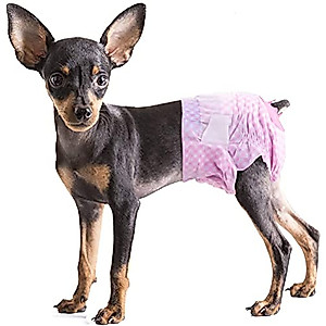 Pet Soft Dog Diapers Female - Disposable Dog Diapers, Cat Diapers for Female Cats, Puppy Diapers with Adjustable Foam Tail Hole 12pcs (XS,Pink)