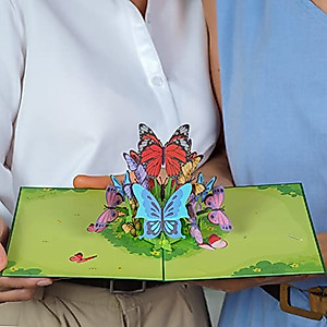 Paper Love 3D Pop Up Card, Butterflies, For Mothers Day, All Occasions - 5" x 7" Cover - Includes Envelope and Note Tag