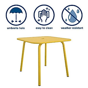 Novogratz Poolside Gossip Collection, June Square Dining Table, Yellow