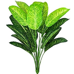 Rozwkeo Artificial Plants Fake Ficus Tree Leaves with Stems 29" Tall Faux Bird of Paradise Palm Tree Imitation Frond Green Leaf Tropical Plants Greenery Floral Jungle Party Home Garden Decoration