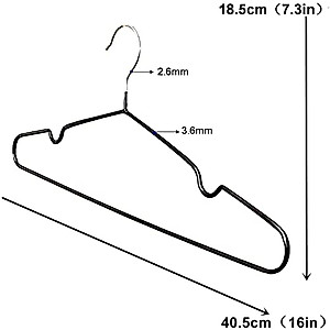 GXLQIJU Clothing Hangers Non-Slip Durable Metal Hanger with Rubber Coating Space-Saving Slim Standard Clothes Hangers for Shirt Skirt Coat (Black, 32pack)