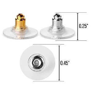 Mr. Pen- Bullet Clutch Earring Backs with Pad, 76 pcs, Gold & Silver, Rubber Earring Backings, Earring Backs for Studs, Earring Backs Replacements, Pierced Earring Backs, Earring Stoppers.