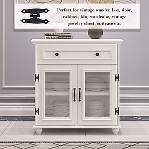 Black H Cabinet Hinges, Yetaha 10PCS Antique Decorative Metal Hinge for Doors Windows Kitchen Furniture Cupboard Wardrobe Wooden Boxes, with Mounting Screws (2.56 Inch x 1.29 Inch)