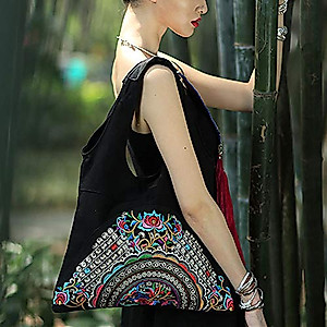 MAZEXY Tote Handbags for Women Large Embroidered Canvas Shoulder Bag Daily Bag