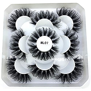 HBZGTLAD 5 Pairs 25 mm 3d Mink Lashes Bulk Faux with Custom Box Wispy Natural Mink Lashes Pack Short Wholesales Natural False Eyelashes (ML-07)