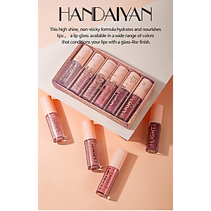 BANGFENG 6PCS Lip Oil Light Lipgloss Set, Moisturizing Hydrating Lip Glow Oil Lip Gloss Kit High Shine Lip Plumping Glass Finish Lip Gloss Liquid Lipstick for Women (Set B)