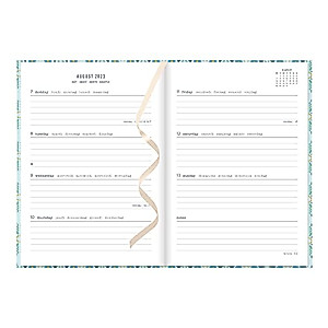 Letts of London Morocco Academic Weekly/Monthly Planner, August 2023 to July 2024, Week-to-View, Sewn Binding, Multilingual, A5 Size, 8.25" x 5.875", Sky (C031813-24)