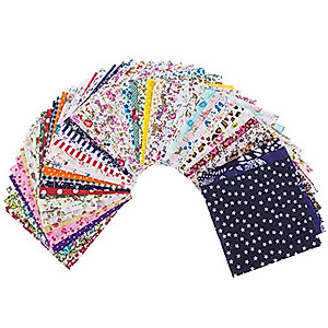 Penta Angel 4 x 4 Inch/10 x 10cm 100 Pieces Assorted Pre-Cut Printing Cotton Cloth Square Bundle Quilt Craft Fabric Patchwork DIY Sewing Scrapbooking Quilting Dot Pattern (100 pcs)