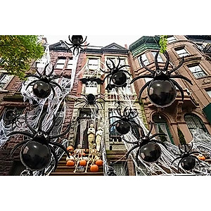 12PCS Halloween Black Spider balloons - 32.5“ Giant and 17.2” Small Spiders Foil Balloon for Halloween Decoration Day of Death New Year Birthday Spooky Party Supplier