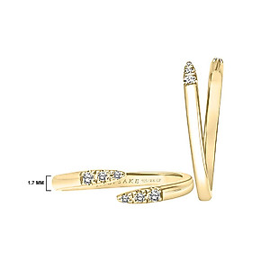 Bypass Ring for Women with Offset Diamond Pointed Tips in 18k Yellow Gold Vermeil 1/20ct (I-J Color, I3 Clarity), Size 5, by Keepsake