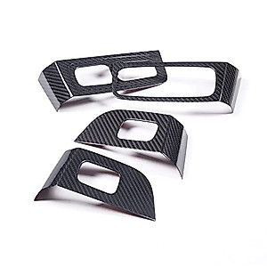 taruisixt Fit for Porsche Taycan 2019 2020 2021 2022 Real Carbon Fiber Auto Window Lifting Switch Cover Trim Car Interior Accessories