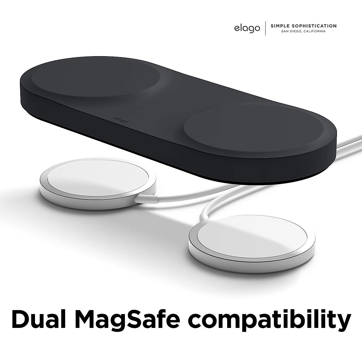 elago 2 in 1 Wireless Charger Stand, Charging Station Designed for MagSafe, Compatible with iPhone 16/15/14/13/12, AirPods Pro/Pro2 & AirPods 3, 4 – [Black] [Charging Cable Not Included]