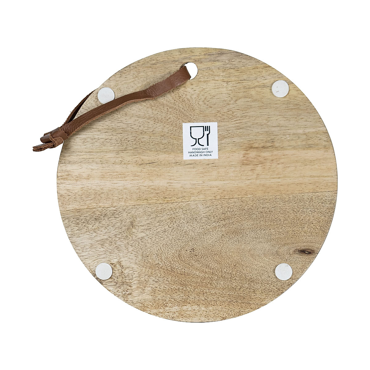Foreside Home & Garden Wood & Gray Resin with Leather Loop Round Cutting Board