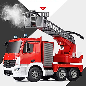 fisca RC Truck Remote Control Fire Engine Truck 9 Channel 2.4G Hobby Electronics Toys with LED Lights Simulated Sounds for Kids
