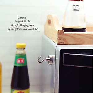 Neosmuk Magnetic Hooks,Heavy Duty Earth Magnets with Hook for Refrigerator, Extra Strong Cruise Hook for Hanging, Magnetic Hanger for Curtain, Grill(Silver, 6 Pack)