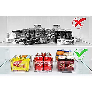 HERKKA Plastic Storage Organizer Container Bin with Dividers for Bathroom, Pantry, Kitchen Cabinet, Fridge, Office and Home Organization - 9 pack - 12.5 inch - Clear