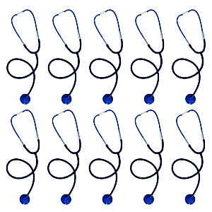 Disposable Stethoscope, Blue, 10 Pack, Single Patient Use, Plastic, 22" PVC Y-Tubing, Lightweight for Home, Education, Doctors, Nurses