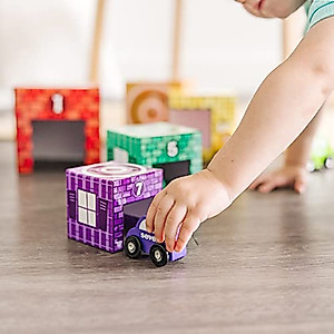 Melissa & Doug Nesting and Sorting Garages and Cars With 7 Graduated Garages and 7 Stackable Wooden Cars - Numbers Learning Toys, Car Garage Toy, Sorting And Stacking Toys For Toddlers Ages 2+