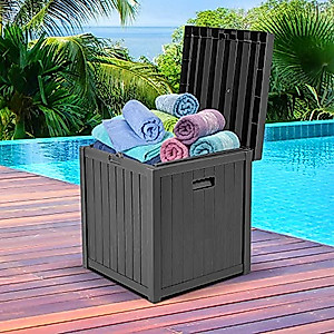 Patio Storage Box 51 Gallon Small Deck Boxes Outdoor Waterproof Patio Cushion Storage Outside Container for Pool Towel, Garden Tools, Toys, Grey