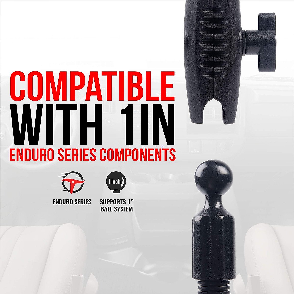 TACKFORM Tablet Mount for Car or Truck Seat Rail Mount with 22" Reach - 18" Aluminum Rod Gooseneck and 3.75" Arm Device Holder for Van, Car or Truck. Compatible With iPad, Galaxy, Surface Pro and more