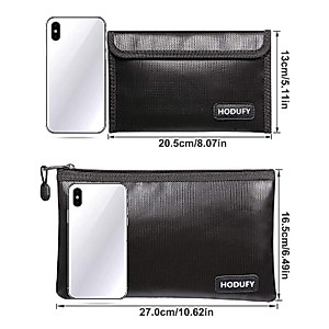 Hodufy Faraday Bag for Phones+Upgraded Faraday Bag for Key Fobs(2-Pack) Fireproof Money Bag
