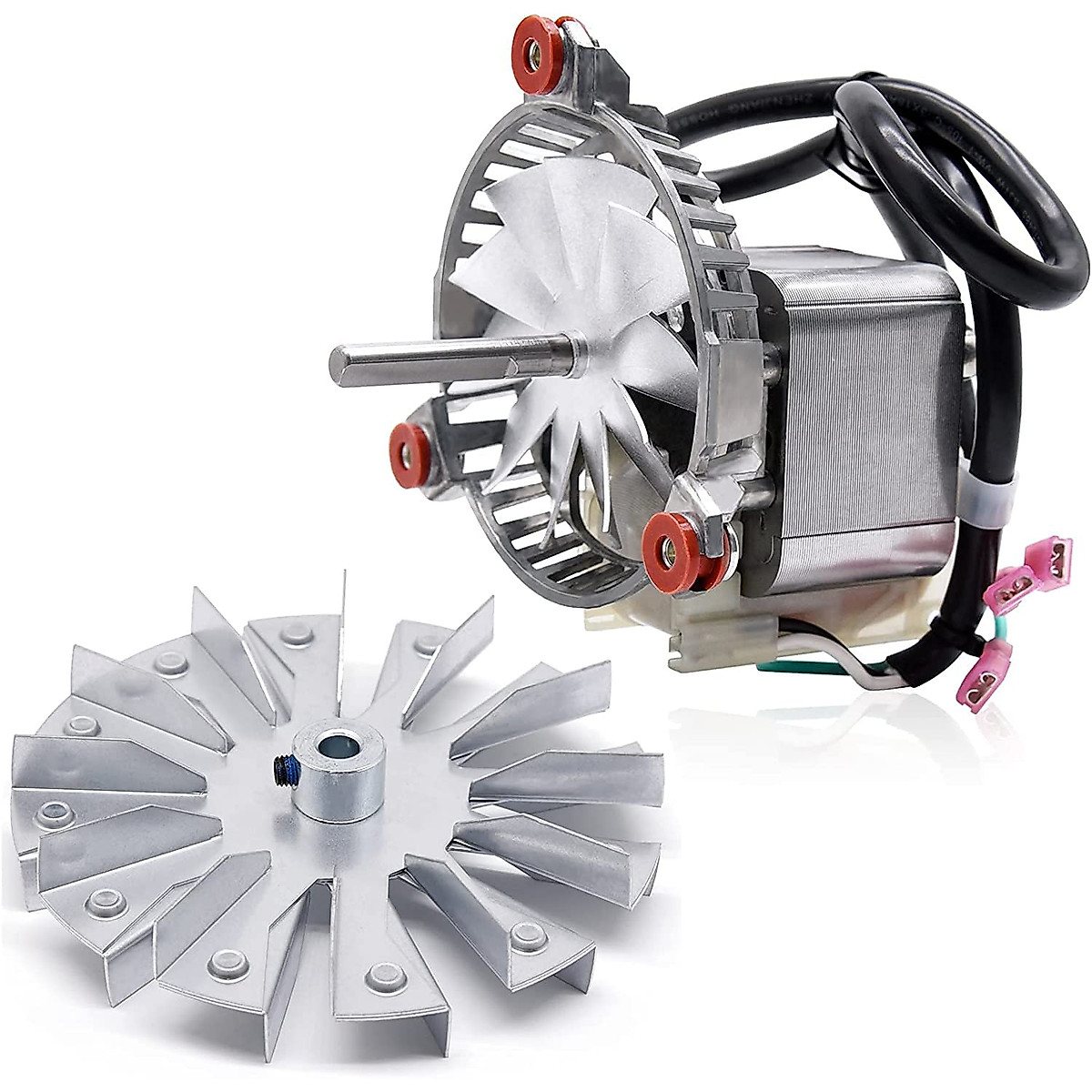 Criditpid Replacement 3-21-08639 Combustion Blower Motor for Harman P68, P43, P61, P61A, Accentra 52i, Advance, P38 Pellet Stoves, With 3-20-502221 Double Paddle Fan Blade.