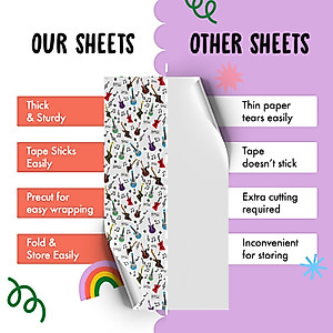CENTRAL 23 Gift Wrap Paper - Music Guitar - Birthday Boy Wrapping Paper - (6x) Gift Wrap Sheets Christmas - For Men Women Gift Wrap Paper - Musician Music Lover Rockstar Band - Comes With Stickers