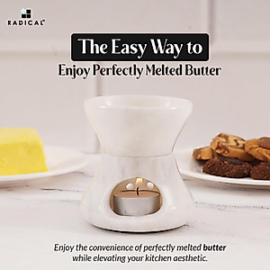 Radicaln Marble Butter Warmer White 4" Inches Handmade Food Warmers For parties - Food Warmer Butter Warmer Fondue Set For Kitchen - White Chocolate Melts With Butter Melter