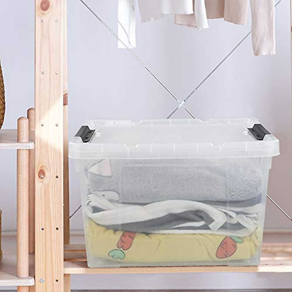 Pekky 50 Quart Clear Storage Containers/Bins with Lid，Wheels and Latching Handles, Large Rolling Storage Plastic Box Tote(4Packs)