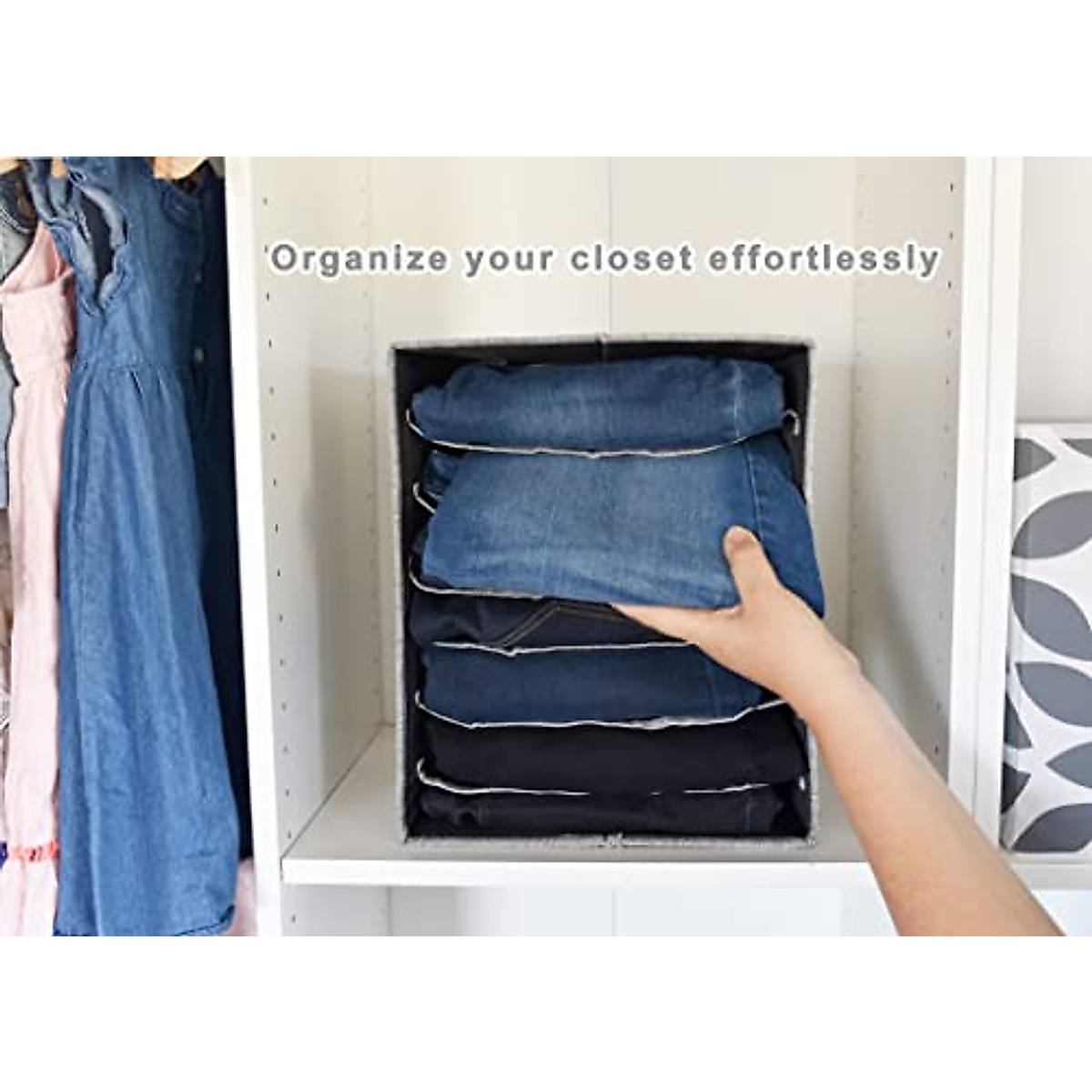 Golden Chest Clothing Storage Organizer for Pants and Clothes | Wardrobe Space Saving Bedroom Closet Organization | Drawer Organizers with Dividers for Jean Pant Leggings Shirt | Large Upgraded Size
