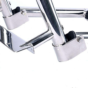 Amarine Made Boat Ladder 4 Step Pontoon Boat Ladder Folding Stainless Steel Dock Ladder Telescoping Ladder with Wide Steps Swim Deck Ladder with Pedal Hand Railing,Retaining Strap-400lb