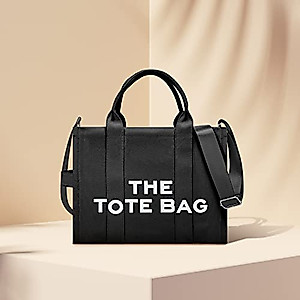 ZooLLyn The Tote Bag Canvas for Women, Handbag Tote Purse with Zipper Canvas Crossbody Bag Office Travel School Black