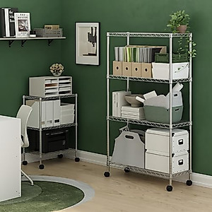 Furinno Wayar 3-Tier Metal Storage Shelf Rack Cart with Casters, 23 x 13 x 30, Stainless Steel