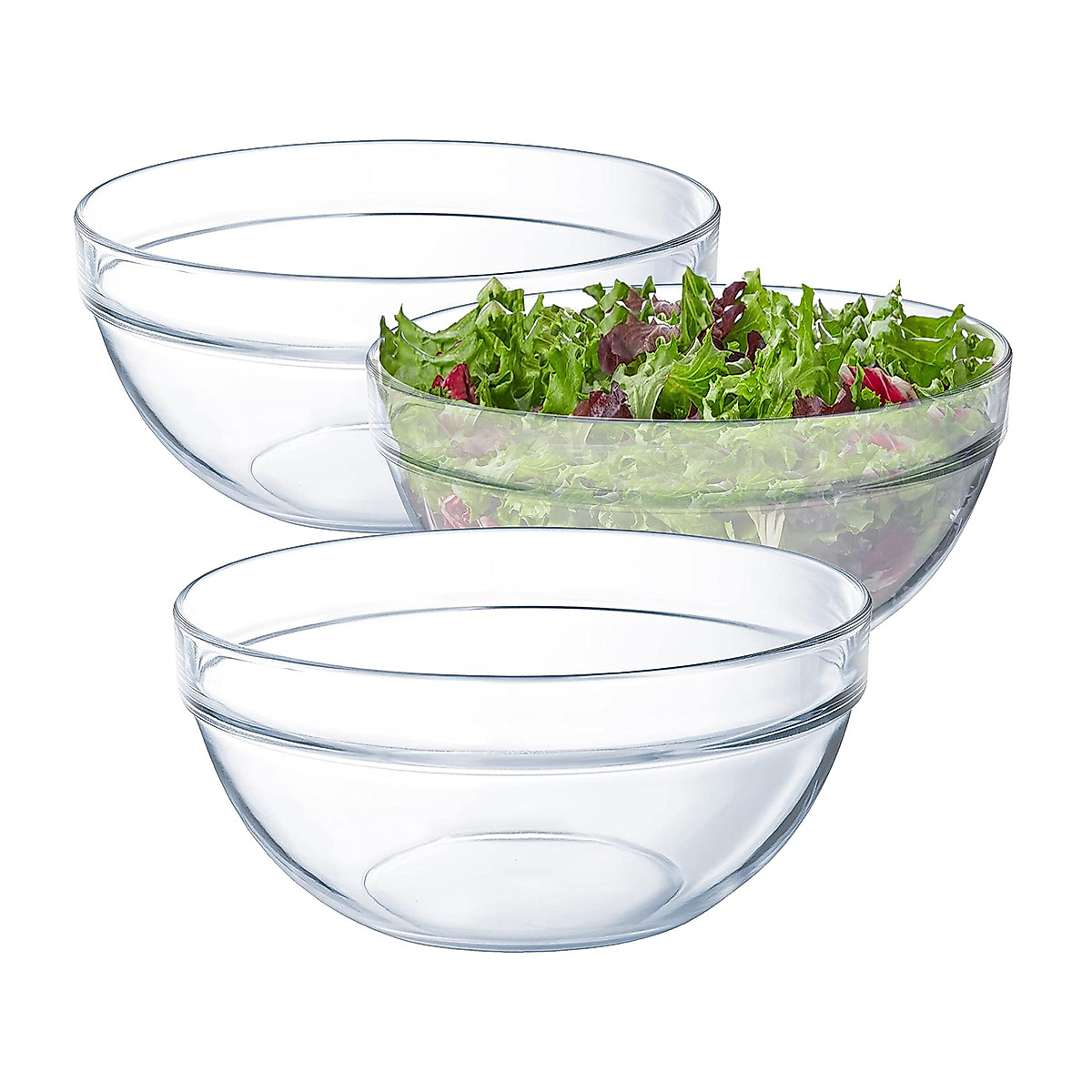 Salad Serving Bowl for Kitchens, Parties, Holidays, and Celebrations - Serving 9-inch Bowls - Reusable BPA free - 124 oz. Capacity, Set of 3