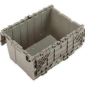 Monoflo Global Industrial Distribution Container With Hinged Lid, 21-7/8x15-1/4x12-7/8, Gray