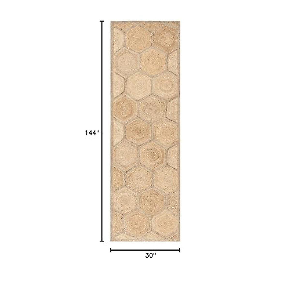 SAFAVIEH Natural Fiber Collection Runner Rug - 2'6" x 12', Natural & Grey, Handmade Honeycomb Woven Jute, Ideal for High Traffic Areas in Living Room, Bedroom (NF882B)