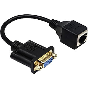 zdyCGTime RJ45 to VGA Cable, VGA 15-Pin Port Female&Male to RJ45 Female Cat5/6 Ethernet LAN Console for Multimedia Video（15CM/6Inch） 2Pack