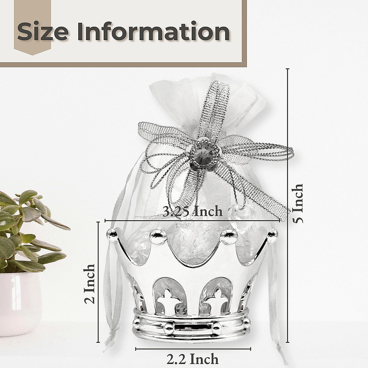 JC HUMMINGBIRD JCHB 24 Pieces Fillable Silver Crown with Pouch Party Favors