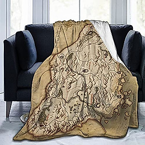 Map Fleece Blanket Ultra-Soft Micro Blankets for Couch Bed Beach Camping Or Travel Soft and Warm Throw Blanket (80"x 60") Queen-Size for Adults Man Women