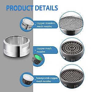 12 Pieces 2.2 GPM Sink Faucet Aerator, Kitchen Sink Aerator Replacement Parts, Bathroom Faucet Aerator, Faucet Adapter Kit with 15/16-Inch or 24 mm Male Thread for Kitchen Bathroom Sink Faucets