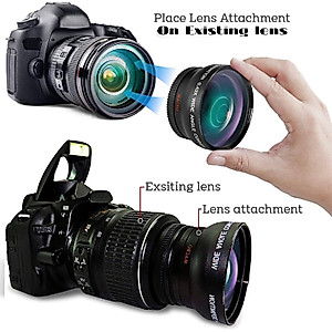 0.43x Optura HD Professional HD Wide Angle Lens with Macro Portion, Size (58mm),for Canon EOS 70D 77D 80D 90D Rebel T8i T7 T7i T6i T6s T6 SL2 SL3 DSLR Cameras