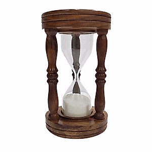Antique Wooden Glass White Sand Timer 5 Minutes Hourglass Vintage Wooden Timers Hourglass for Home/Office Table Top Shelf Decor